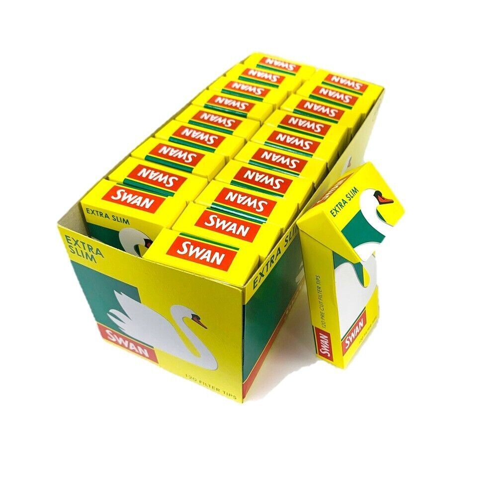 FULL BOX (20) x Swan Extra Slim Cigarette Smoking Filter Tips 120 tips ...