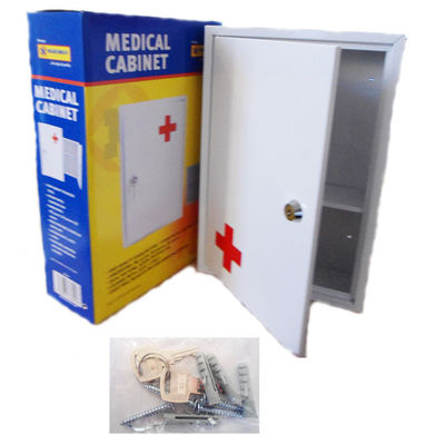 First Aid Medical Cabinet Wall Mount Case Stainless Steel Lockable Safe ...