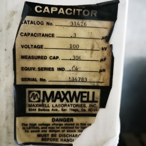 Maxwell/General Atomics 100 KV, 0.3 uF High Voltage Capacitors Cat ...