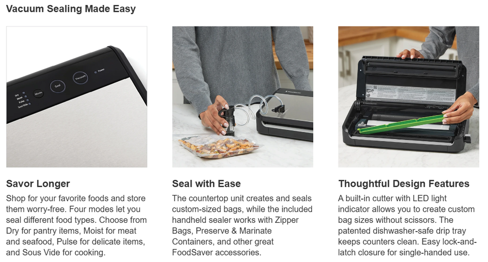 FoodSaver Vacuum Sealing System with Handheld Sealer Attachment FM2900 ...