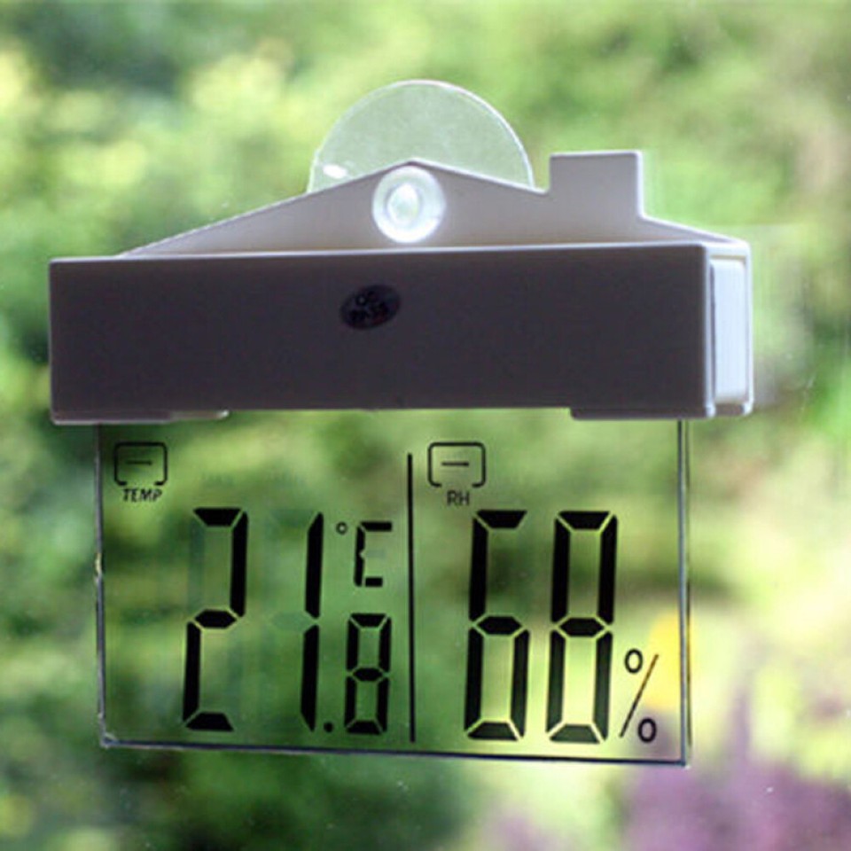 Digital Window Thermometer Hydrometer Weather Station With Suction Cup ...