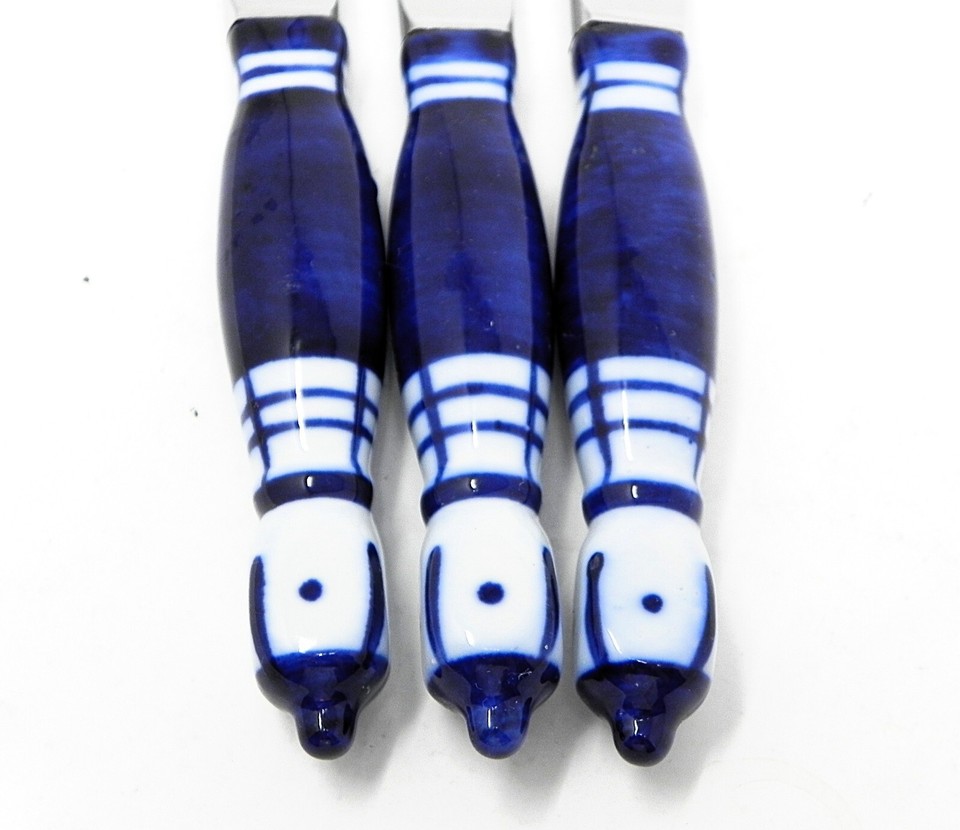 3 Rosenthal Germany SIENA GRILL BLUE Stainless Steak Knives Ceramic ...