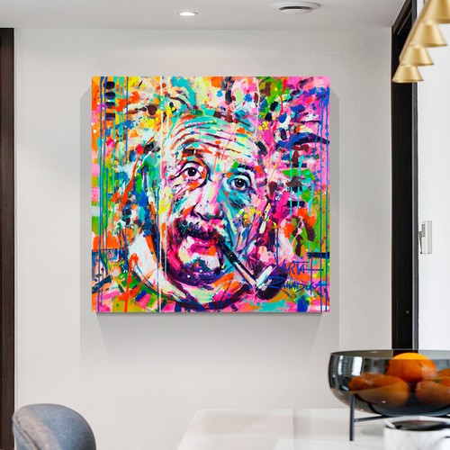 ALBERT EINSTEIN PRINT ON STRETCHED CANVAS PRINTS ABSTRACT ARTWORK DECOR ...