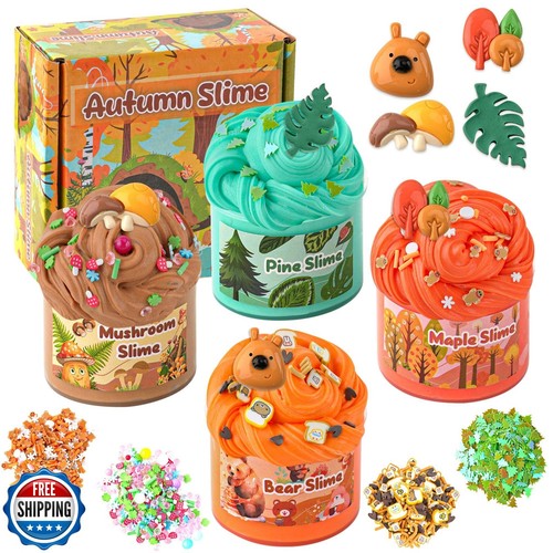 4 Pack Autumn Butter Slime, Super Soft and Non-Sticky Slime Kit for ...