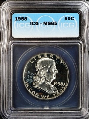 1958 Silver Franklin Half Dollar PCGS MS65, Proof, Grading Mistake, As ...