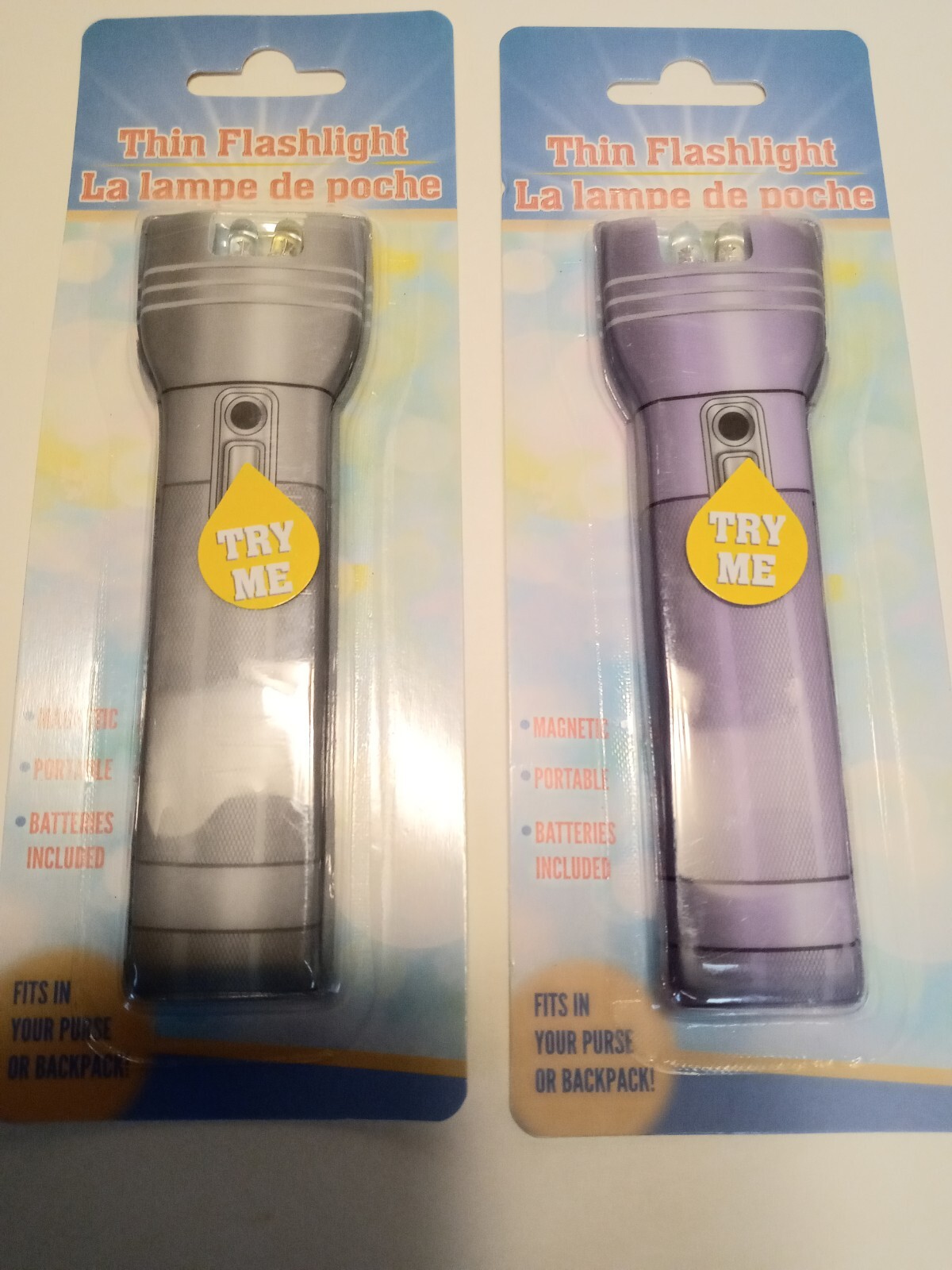 Thin Flashlight flat magnetic battery included 5" long PICK PURPLE or ...