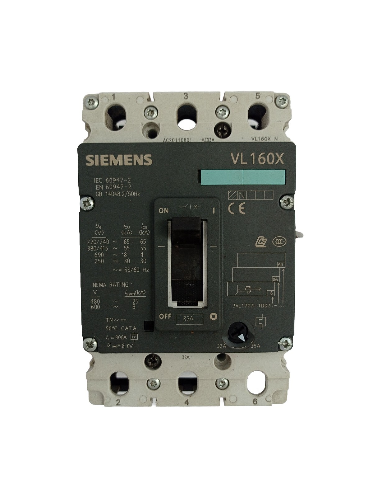 SIEMENS VL 160X 3VL1710-1DD36-0AA0 32A CIRCUIT BREAKER | eBay