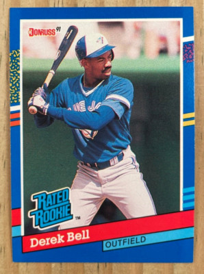 1991 DONRUSS DEREK BELL RATED ROOKIE CARD#32 BLUE JAYS PADRES ASTROS ...