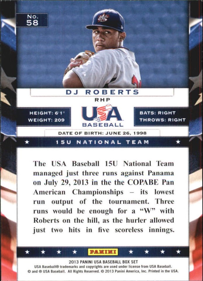 2013 USA Baseball #58 DJ Roberts - NM-MT | eBay