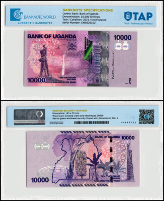 Uganda 10000 Shillings, 2021, P-52g, UNC, Authenticated Banknote | eBay