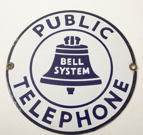 Bell System Public Telephone (UD2) Round Convexed Porcelain Sign (JSF6 ...