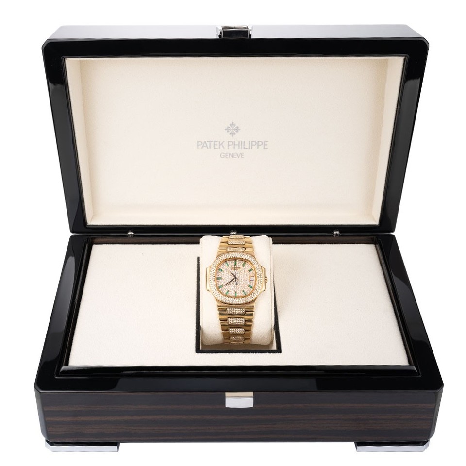 Patek Philippe Nautilus Watch 38MM Diamond & Champagne Index Hour ...