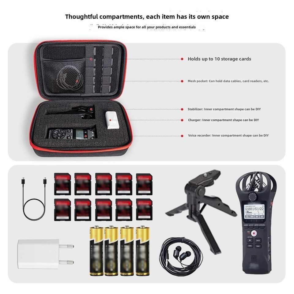 Space Efficient EVA Carry Case for ZOOM H1 H2N H5 H4N H6 F8 Q8 ...