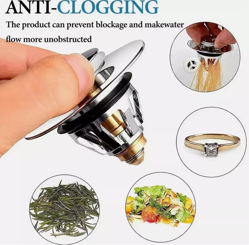 Universal Drain Magic Sink Stopper, Instantly Replace Broken Stoppers ...