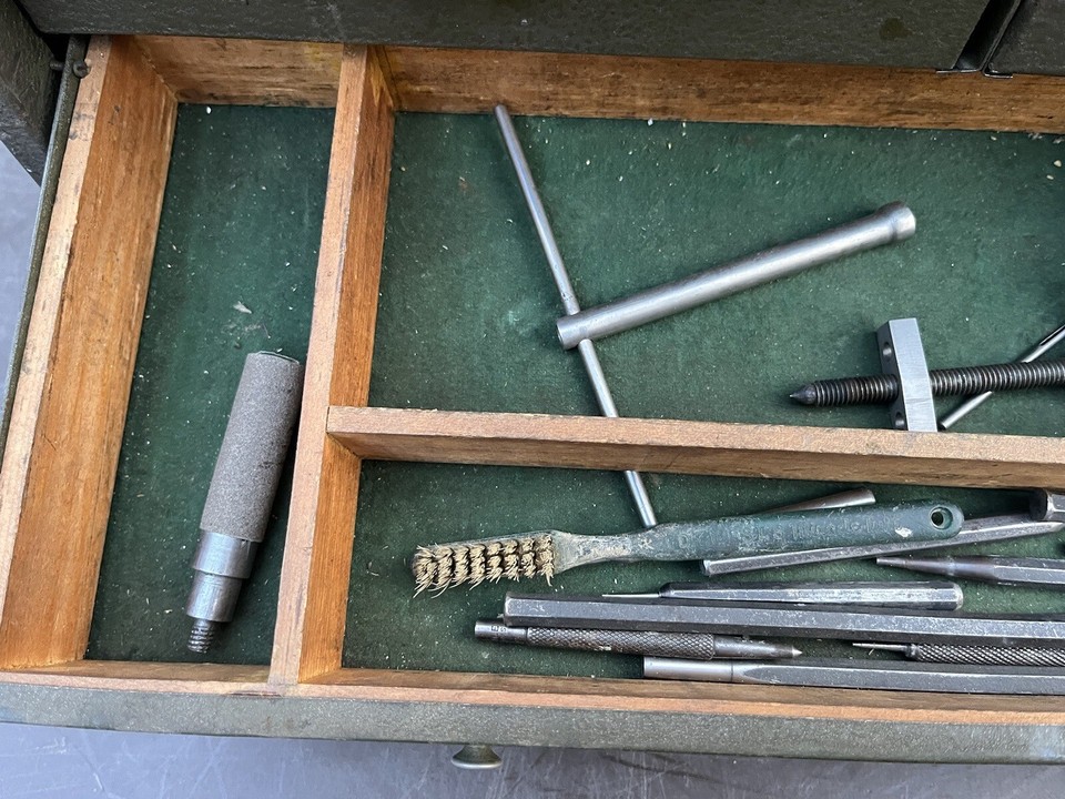 VTG Full of Tools Lathe DUNLAP 5-DRAWER MACHINIST TOOL BOX 20” x 8.5“ x ...