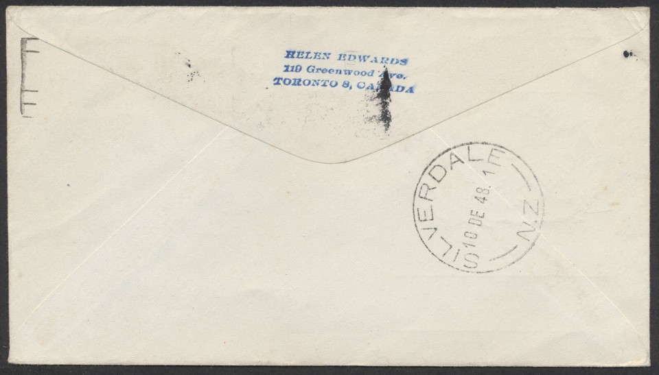 1948 #277 Responsible Govt FDC Map Cachet Toronto New Zealand Receiver ...