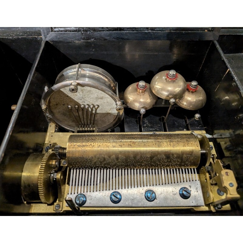 Antique 19th French Music box with painted bird decor | eBay