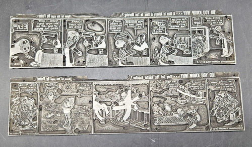 2 Antique Comic Strip Metal Block Original Plates Rare! "Do You Know ...