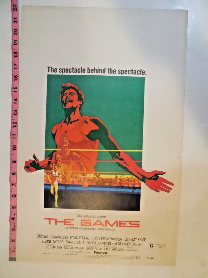 The Games '70 movie window card poster Ryan O'Neil, Sam Elliott ...