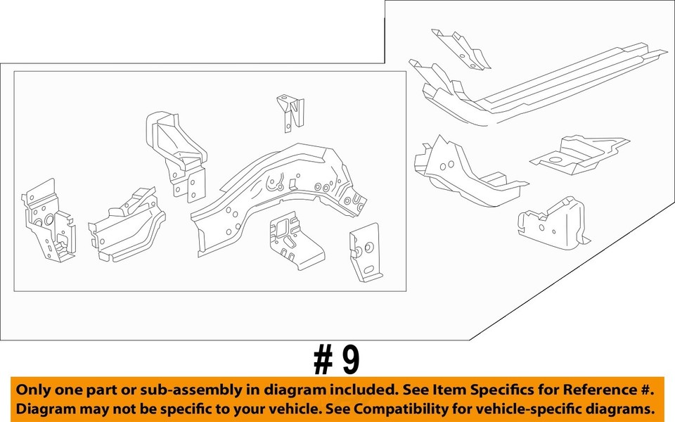 GM OEM 10-20 Impala Fender Structural Components Rails-Lower Rail Assy ...