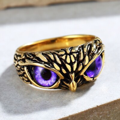 Eye Owl Finger Ring for Men Women Retro Animal Stainless Steel Teen ...