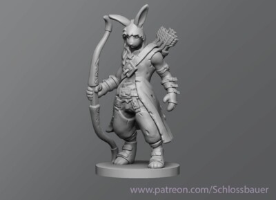 Rabbit Archer Ranger Adventurer NPC 28mm Scale DND D&D Tabletop ...