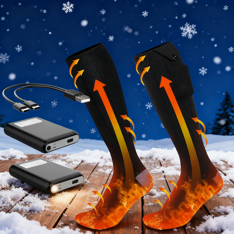 Rechargeable 9000mAh Battery Electric Heated Socks Foot Winter Warm ...