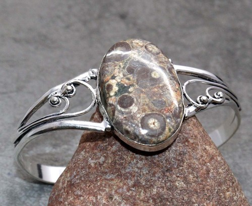 925 Silver Plated Viper Skin Jasper Jewellery Bangle Size 6.5" GW | eBay