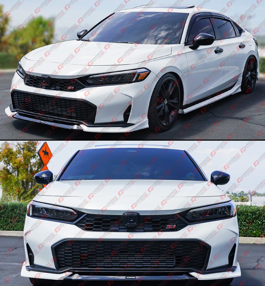 For 2025-26 Honda Civic Yofer Pearl White Black 2 Tone Front Bumper Lip ...