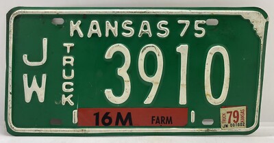Barn Find Vintage 1975 Kansas Farm Truck license Plate 79 Tag Sticker ...