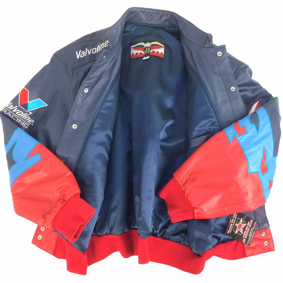VALVOLINE NASCAR RACING LEATHER BOMBER JACKET 30150 USA MADE | eBay