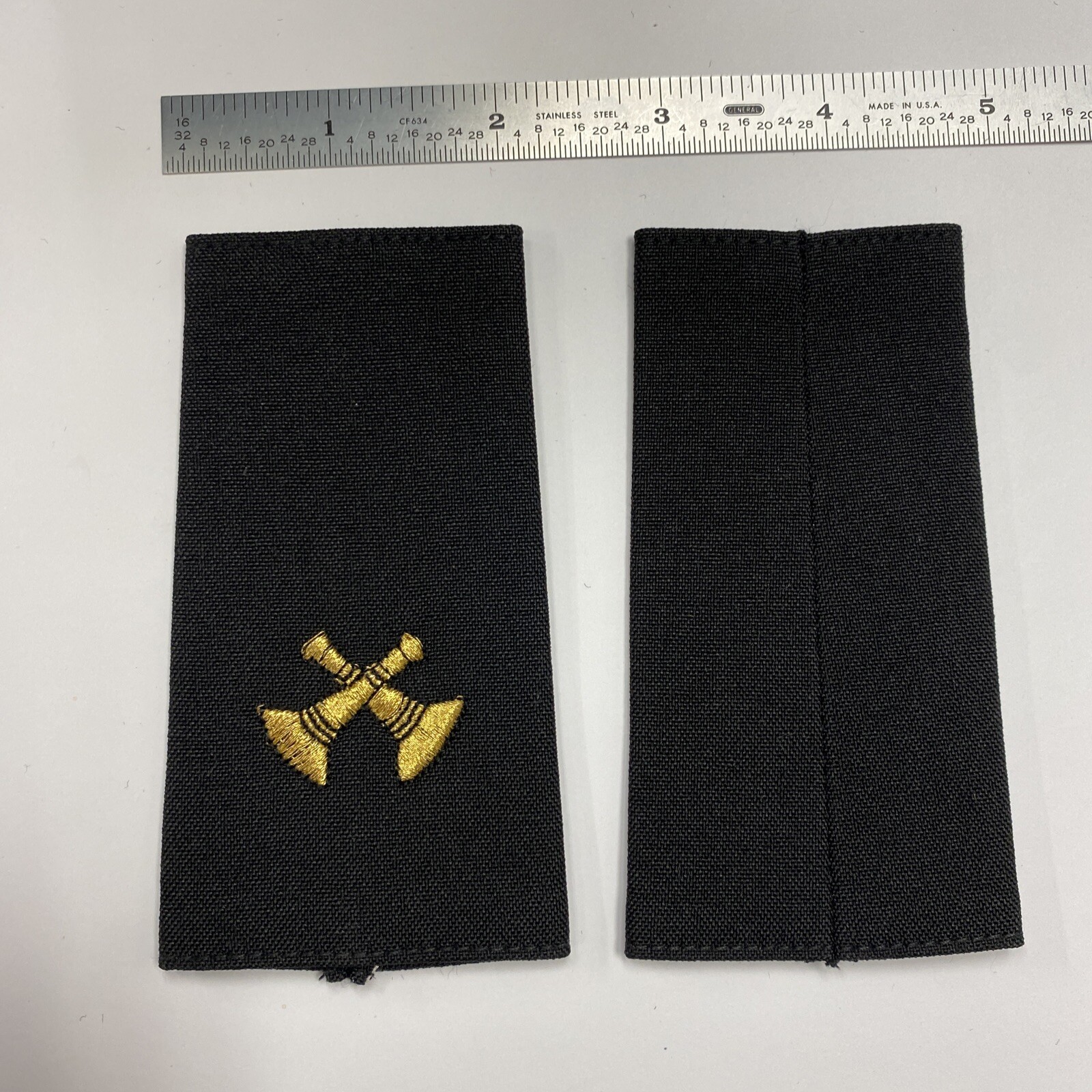 Fire Dept. Epaulettes, 2 Crossed Bugles - Gold Embroidery On Black ...