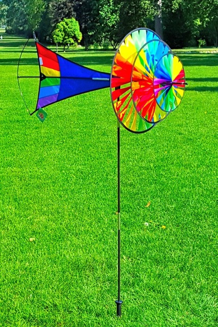 Large Rainbow Triple Garden Yard Spinner Toy UV Resistant Fabric ...