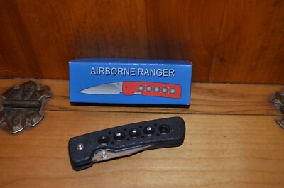 AIRBORNE RANGER WORKING KNIFE STAINLESS STEEL BLADE RUBBER COATED ...