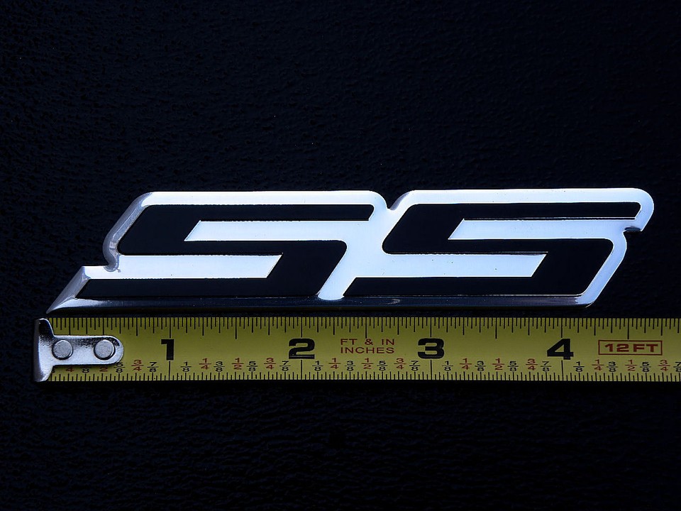 QTY 2 CHEVY CAMARO IMPALA COBALT SILVERADO SS BLACK ALUMINUM EMBLEMS ...