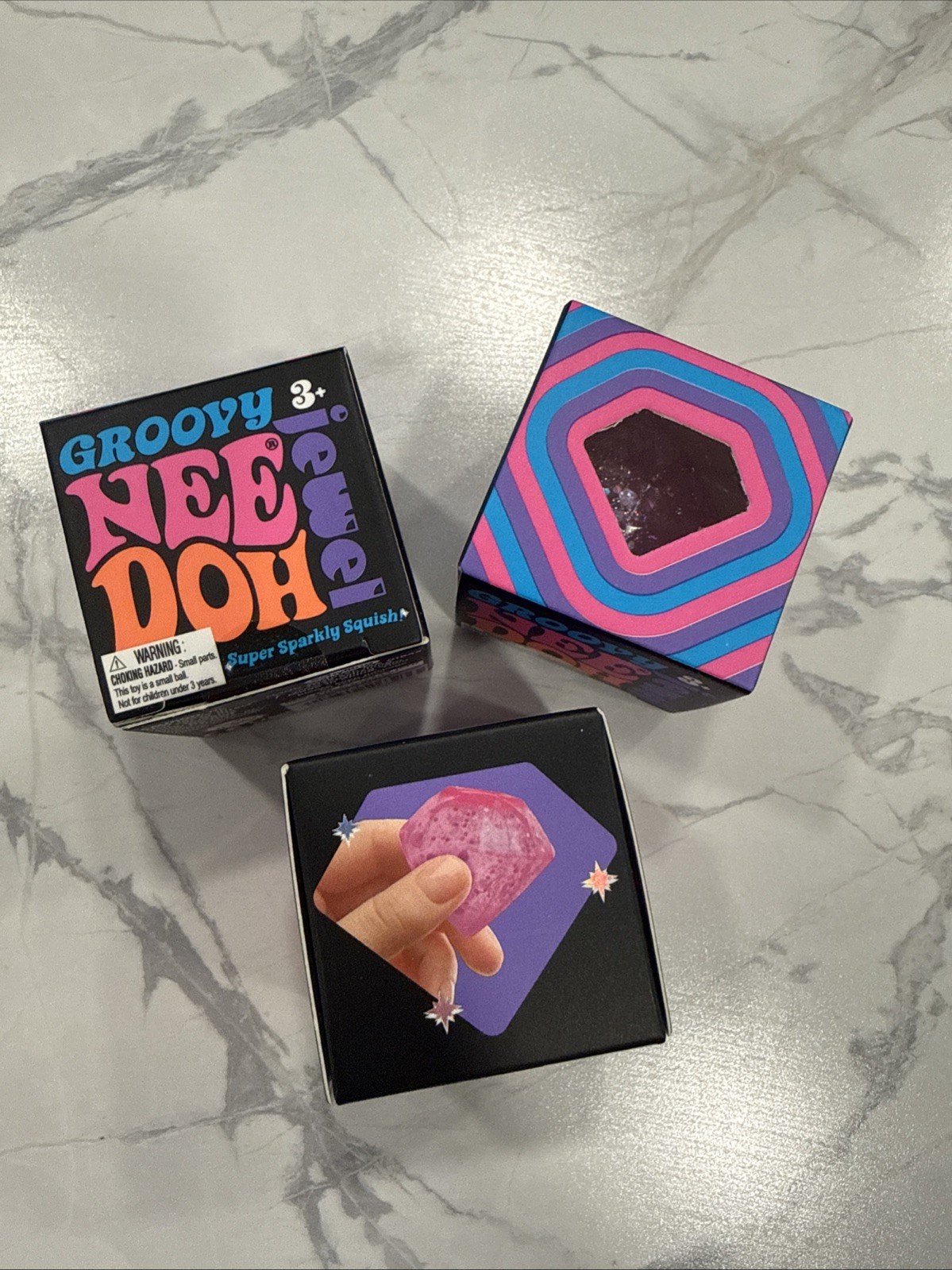 Needoh Squishy Mini Groovy Jewel Pink Rare Fidget Toy Diamond Blue NIP ...