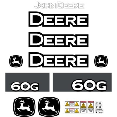 DEERE 60G Mini Excavator DECALS Stickers Repro Sticker Kit 7yr ...