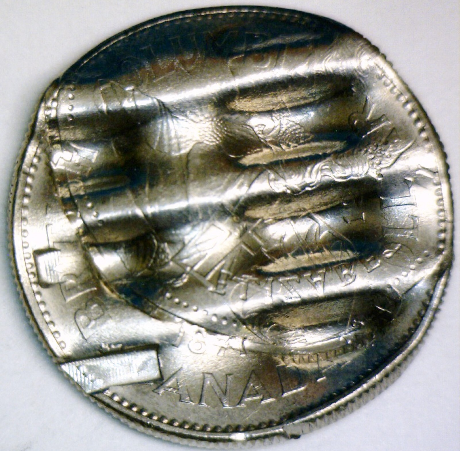 1871 -1971 ERROR MASSIVE BROCKAGE WAFFLED CANADA COMMEM Dollar BU $1 ...