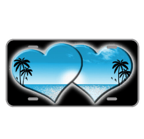 Custom Personalized License Plate Car Tag With Turquoise Hearts View ...