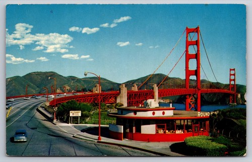 Golden Gate Bridge Postcard Round House Restaurant at Toll Plaza San ...