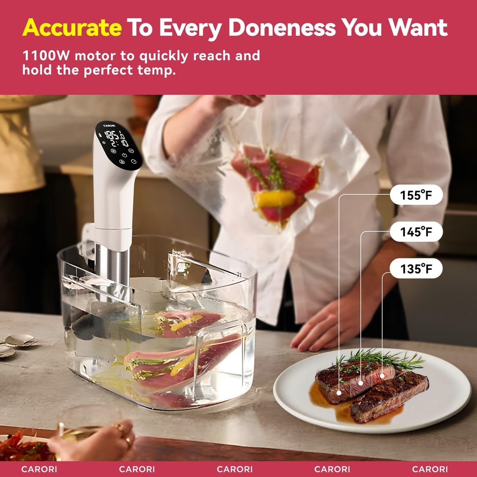 Sous Vide Machine 1100W, Sous Vide Precision Cooker, Ultra Quiet ...