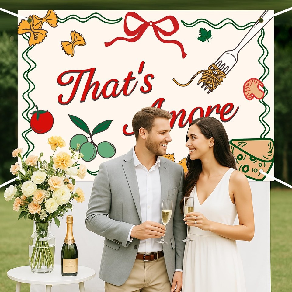 Thats Amore Backdrop Italian Themed Party Decorations Red Bow Italian ...