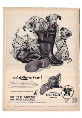 Texaco Fire Chief Print Ad Vintage Gasoline Advertising Dalmatian ...