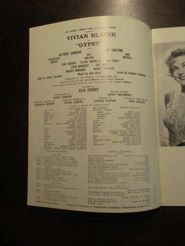 GYPSY BROADWAY PLAY SOUVENIR PROGRAM 1960 ALFRED SANDOR KIT SMYTHE ANNE ...
