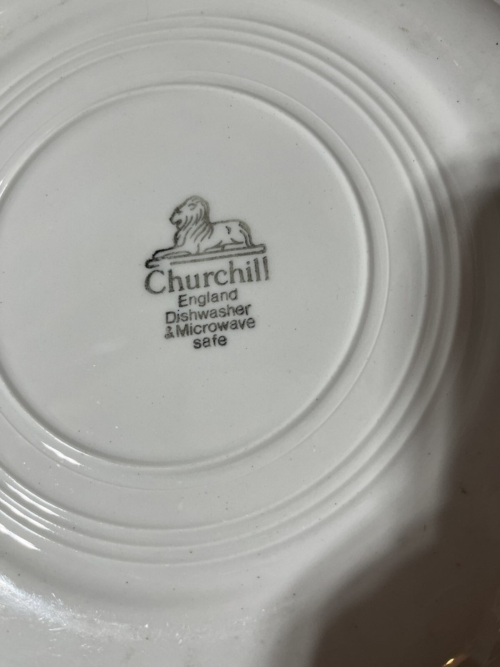 Vintage Churchill England China Plate LOT Pink Polka Dot Stripe Retired ...