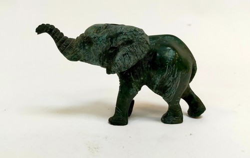 African Elephant - Hand Carved Dark Green Verdite Stone Sculpture ...