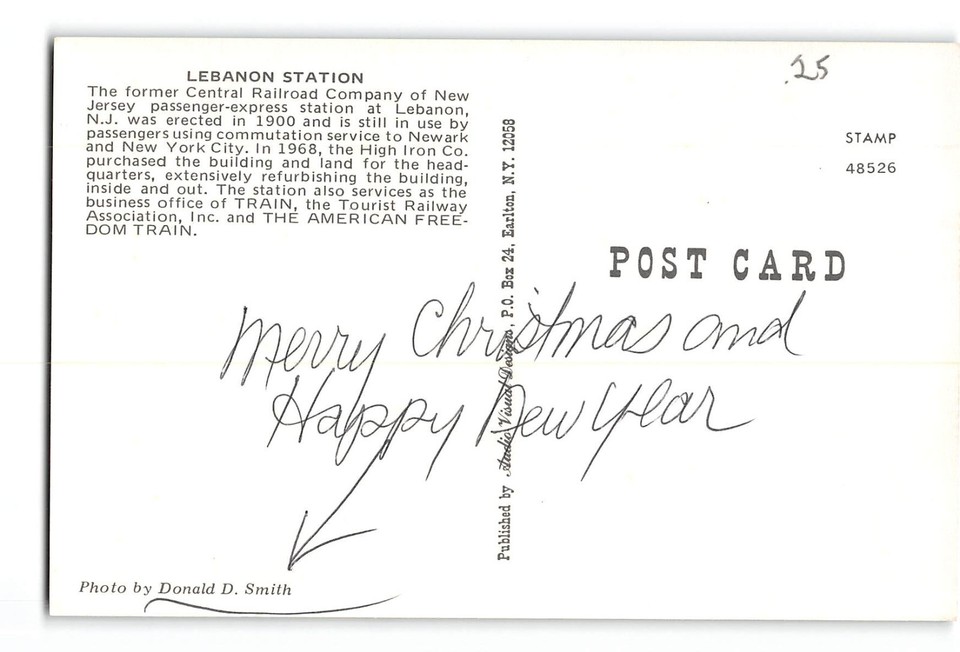 Lebanon New Jersey NJ Vintage Postcard Central Railroad Company Lebanon ...