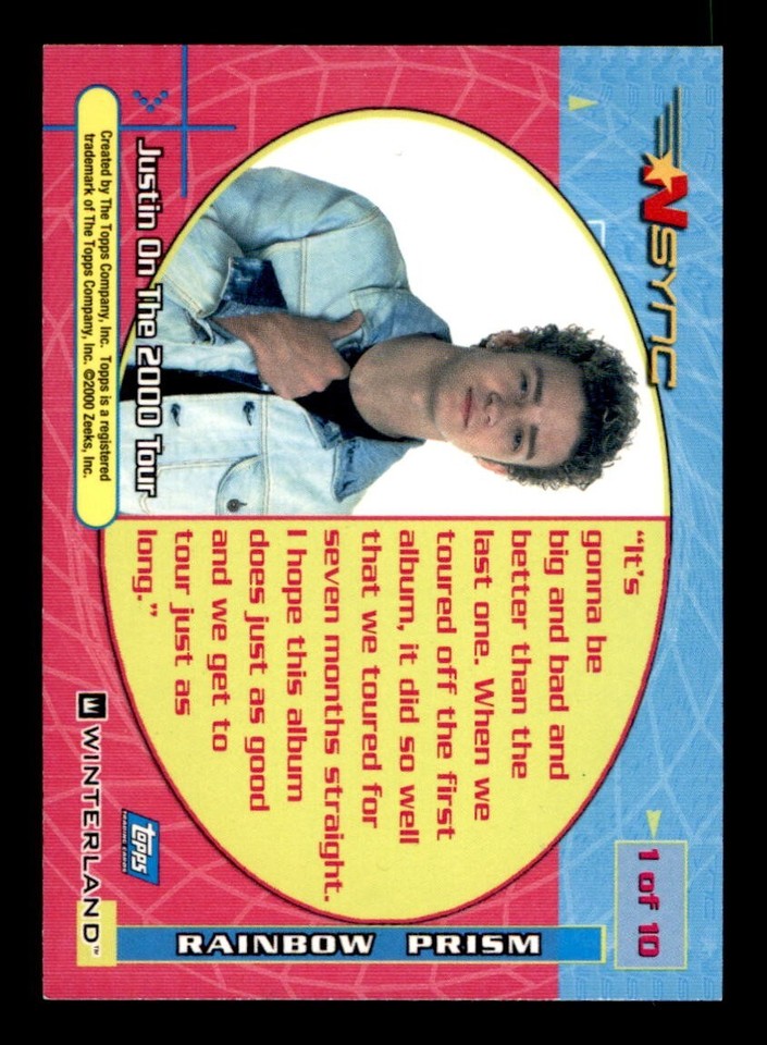 2000 Topps American Pie NSYNC #1 Justin Timberlake Rainbow Prism Card ...