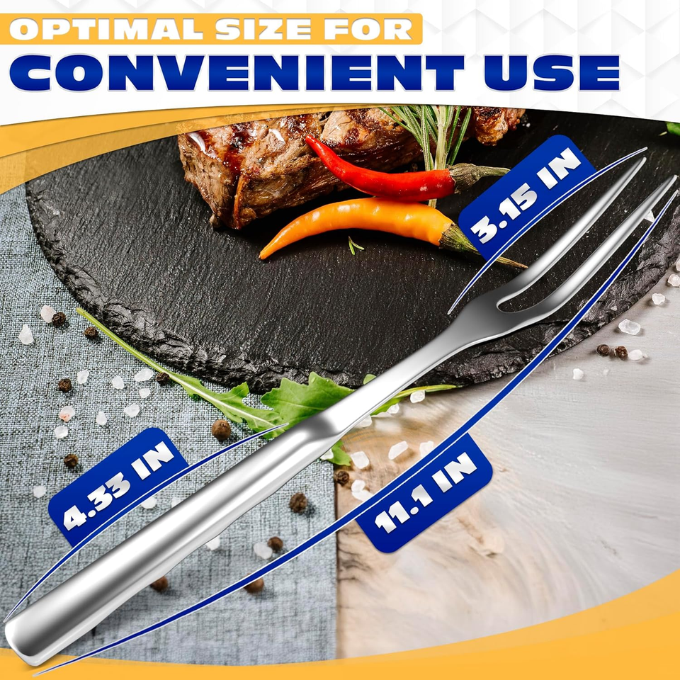Stainless Steel Serving Fork 11" Two Prong Heavy Duty Fork for Meat ...