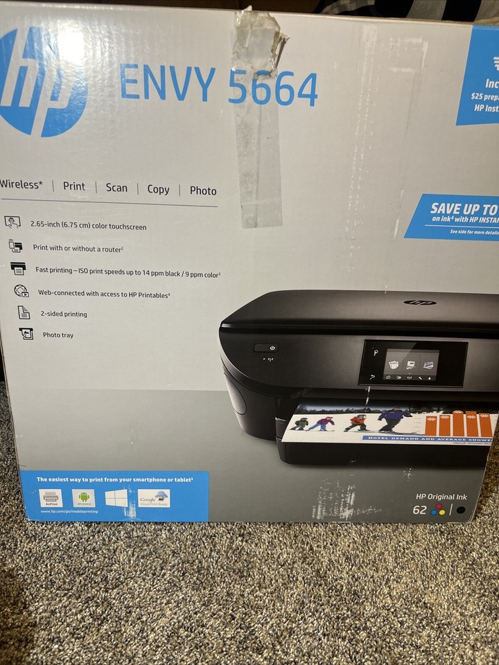 HP Envy 5664 Printer All-In-One Inkjet Color Wireless Print Scan Copy ...